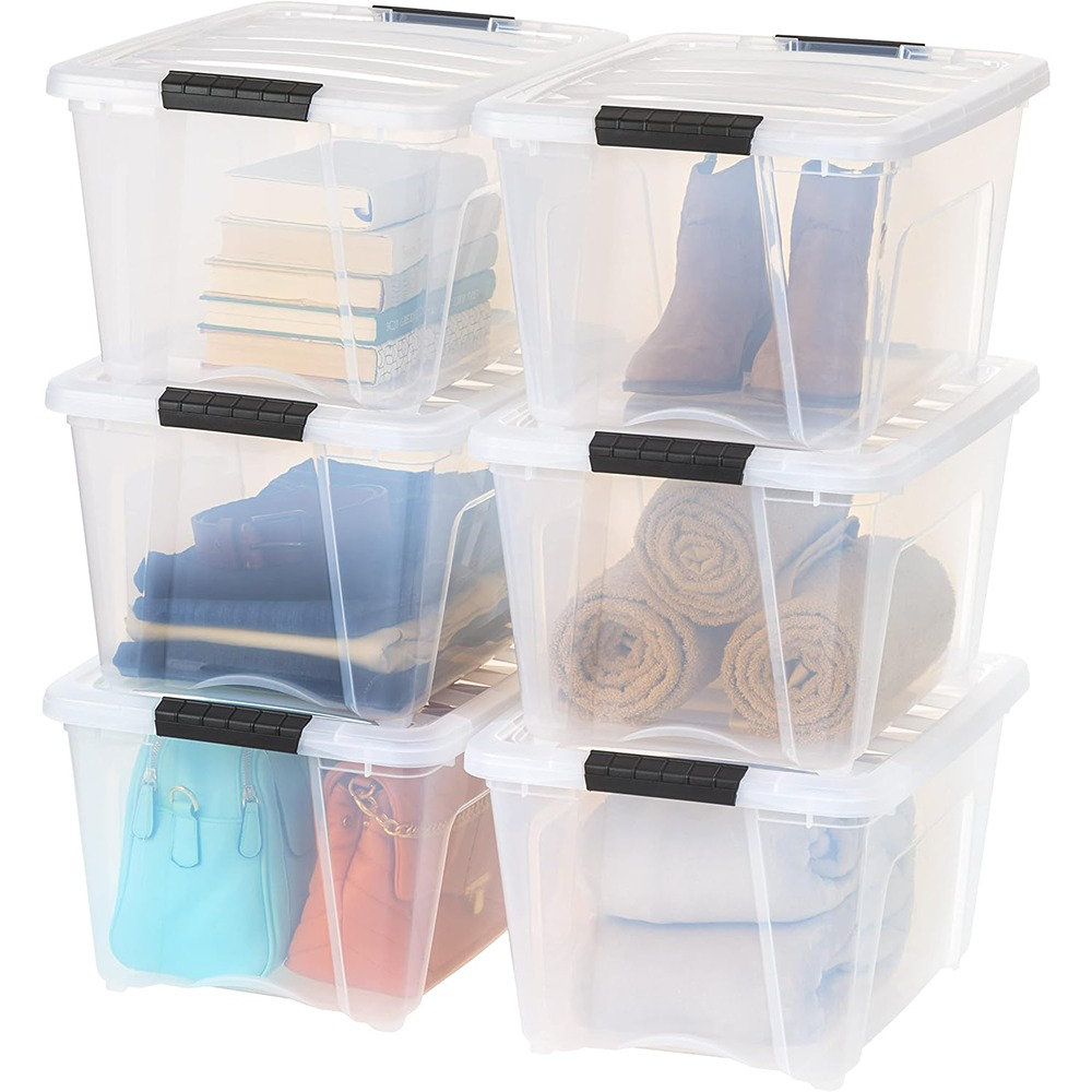 Rebrilliant Iris Usa 32 Qt Stackable Plastic Storage Bins With Lids, 6 ...