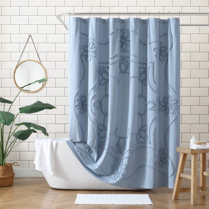 Peri Home Retro Scroll Shower Curtain Color Blue 72 X 72 & Reviews ...