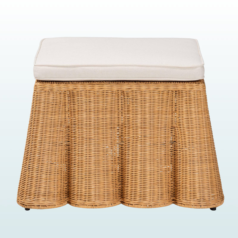 Bay Isle Home™ Alps Natural Honey Scallop Rattan Ottoman | Wayfair
