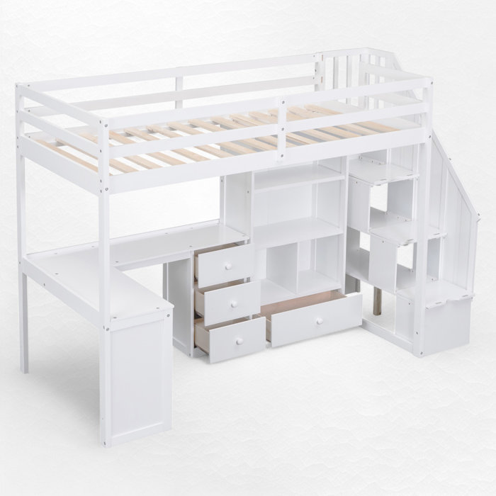 Harriet Bee Gillianne Twin 4 Drawer Loft Bed with Built-in-Desk by ...