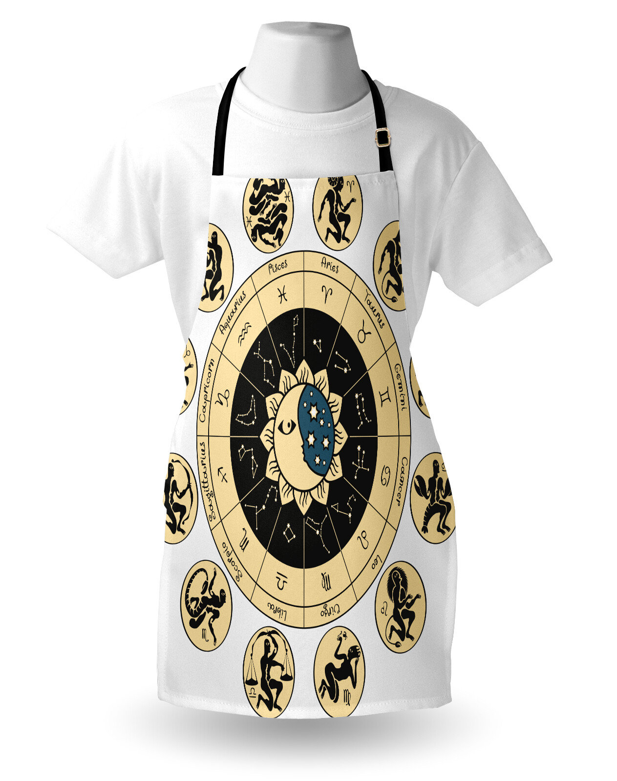 East Urban Home Astrology Apron Unisex, Zodiac Chart, Adult Size, Black ...