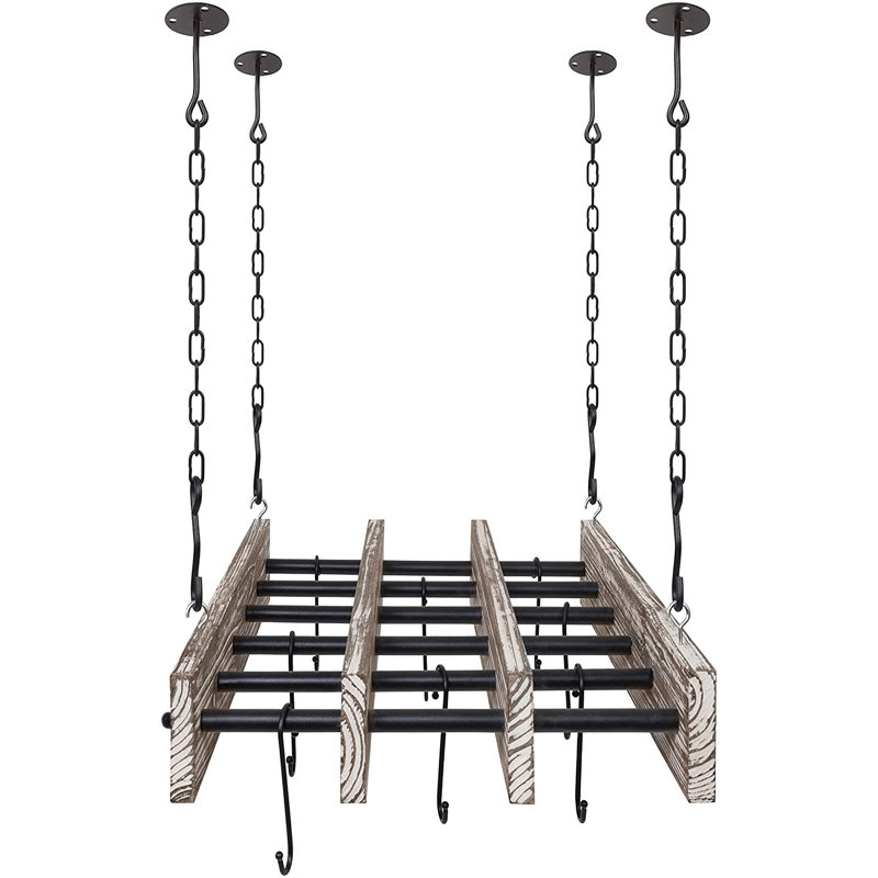 Gracie Oaks Rectangle Hanging Pot Rack & Reviews | Wayfair