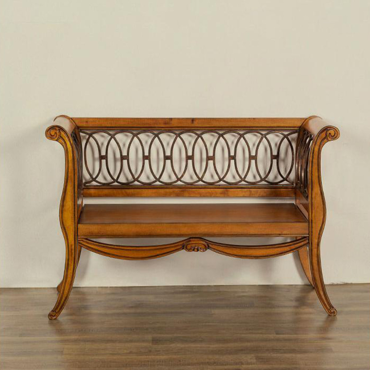 BenchMaster.DJ American retro solid wood upholstered double bench | Wayfair