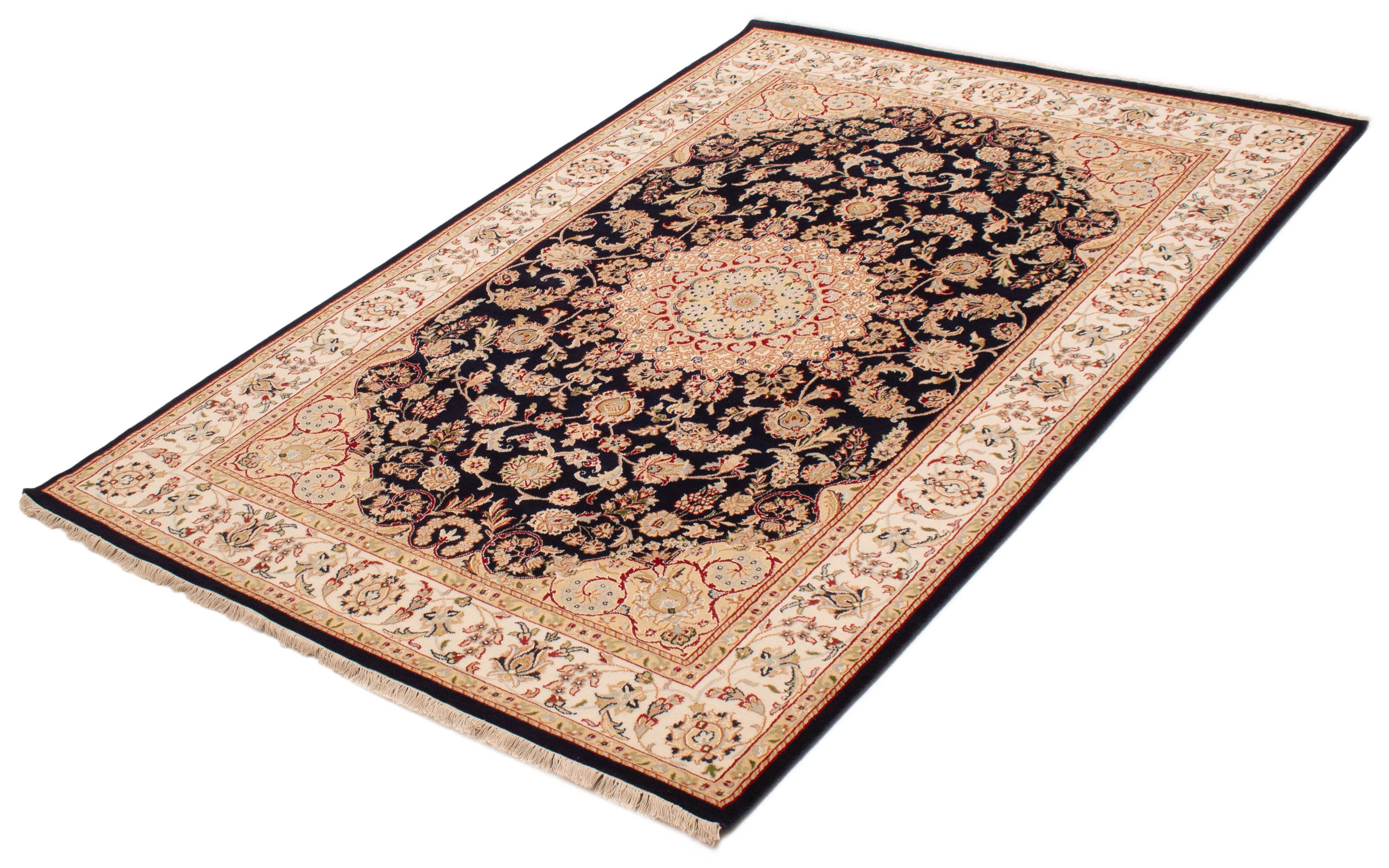 Bloomsbury Market Hand-knotted Nain Dark Navy Rug 6'0" x 8'11" | Wayfair