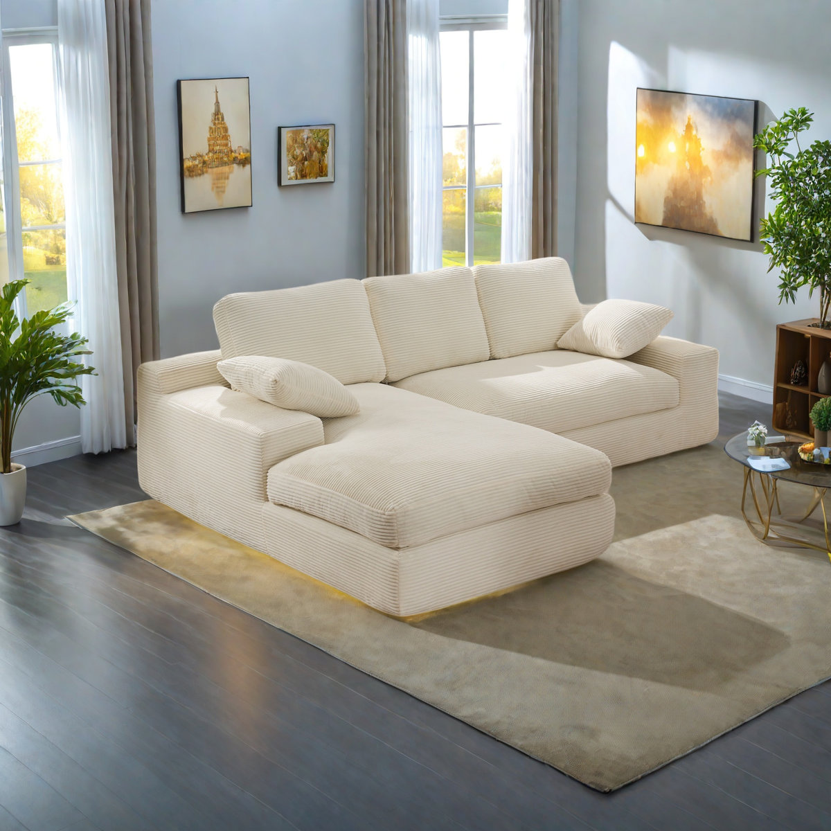 Latitude Run® 98.4" L-Shape Back Upholstered Convertible Sectional ...