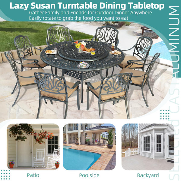 World Menagerie Outdoor 35.4" Lazy Susan Turntable For Table, All ...