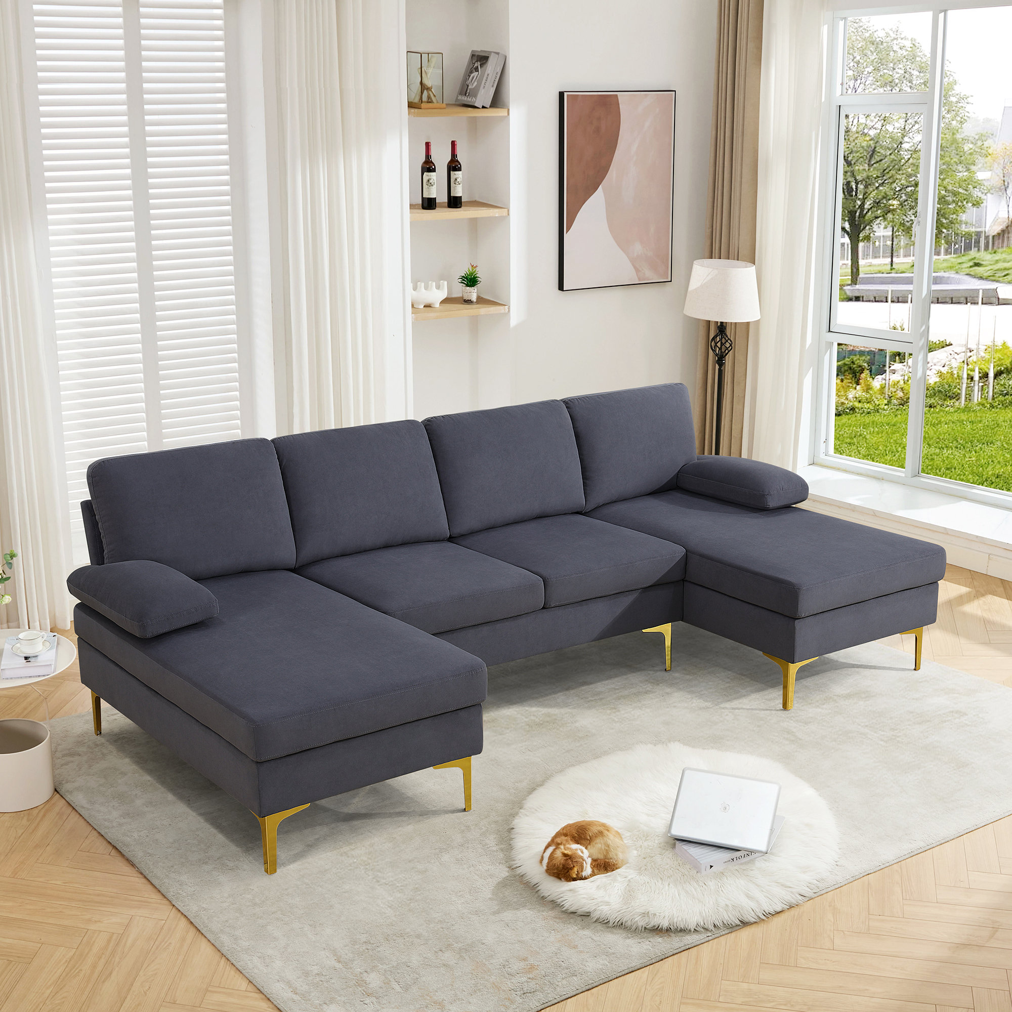 Mercer41 U-Shaped 3-Piece Sectional Sofa Set – High-Density Foam ...