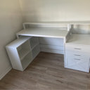 Ebern Designs Ravleen 66'' W L-Shaped Computer Desk with Cube Shelves ...