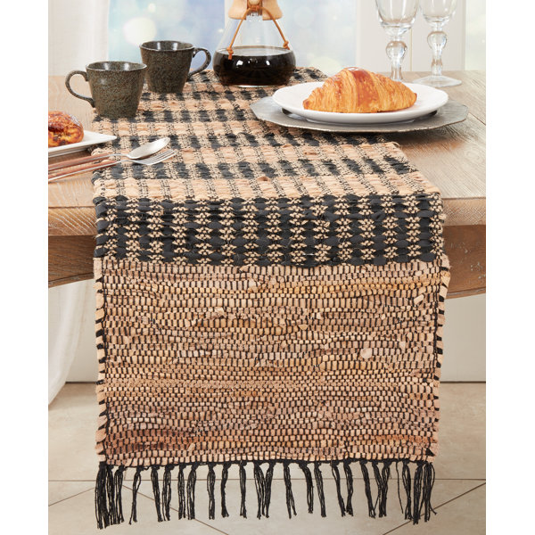Saro Exotic Charm Striped Chindi Table Runner | Wayfair