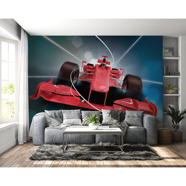 Hokku Designs Peel & Stick Car Racing Wall Mural - Formula 1 Car ...
