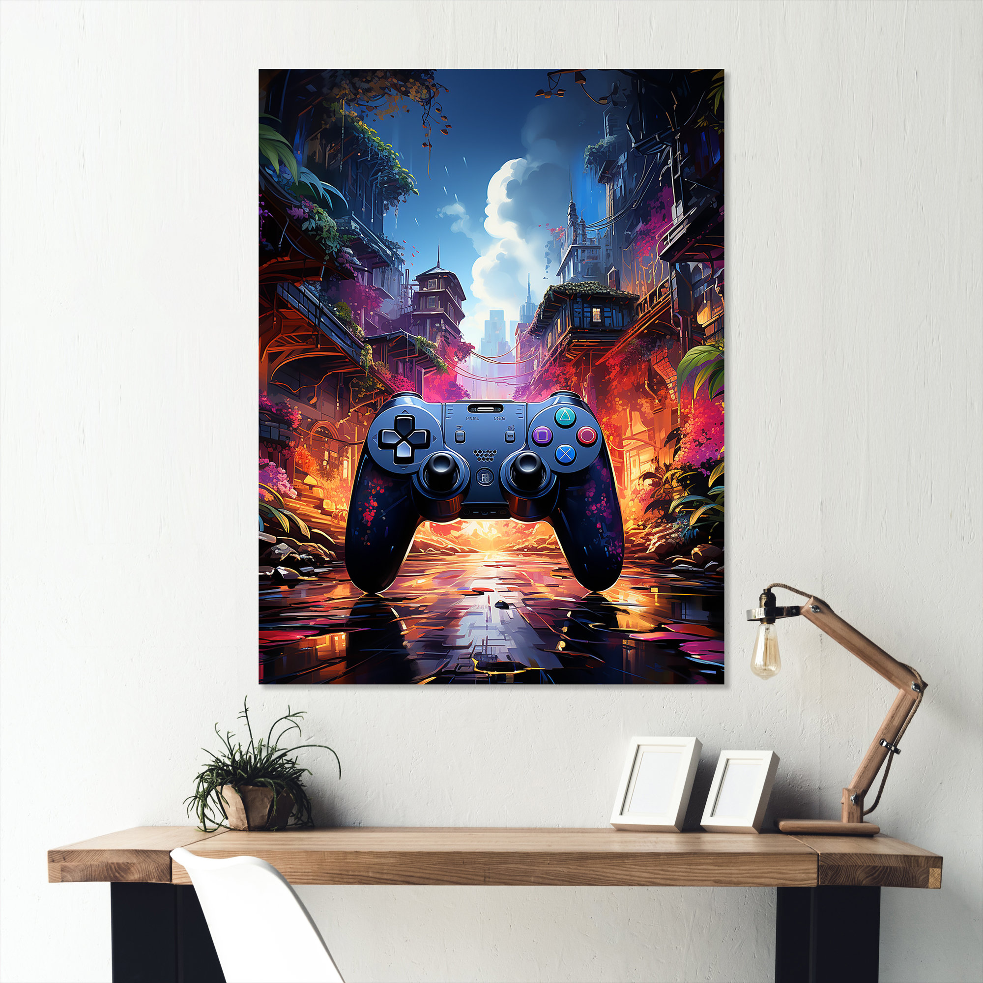 Lark Manor™ Neon Video Game Controler Haven I - Video Games Metal Wall ...