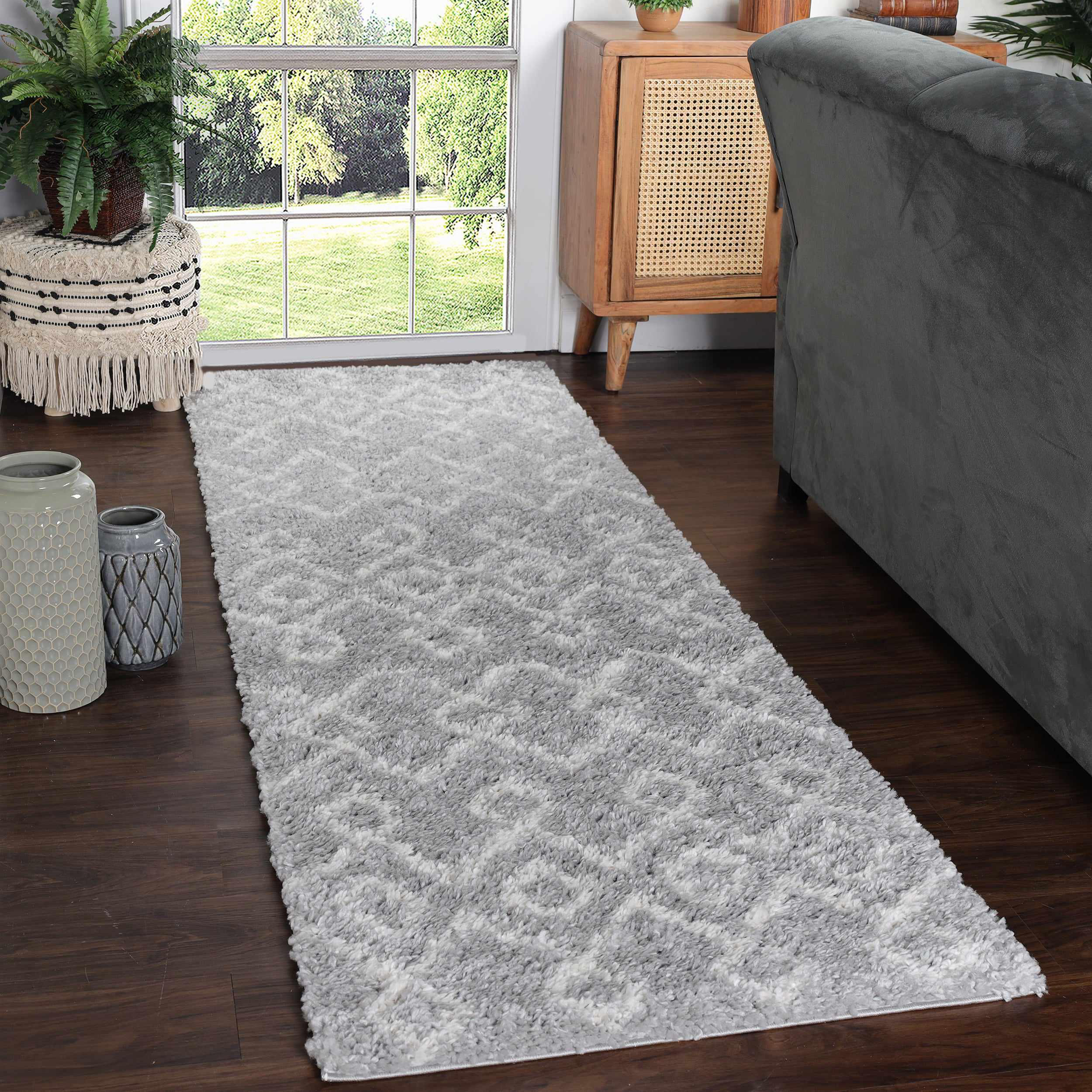 Foundry Select Boho Geometric Diamonds Indoor Plush Shag Area Rug - Wayfair Canada