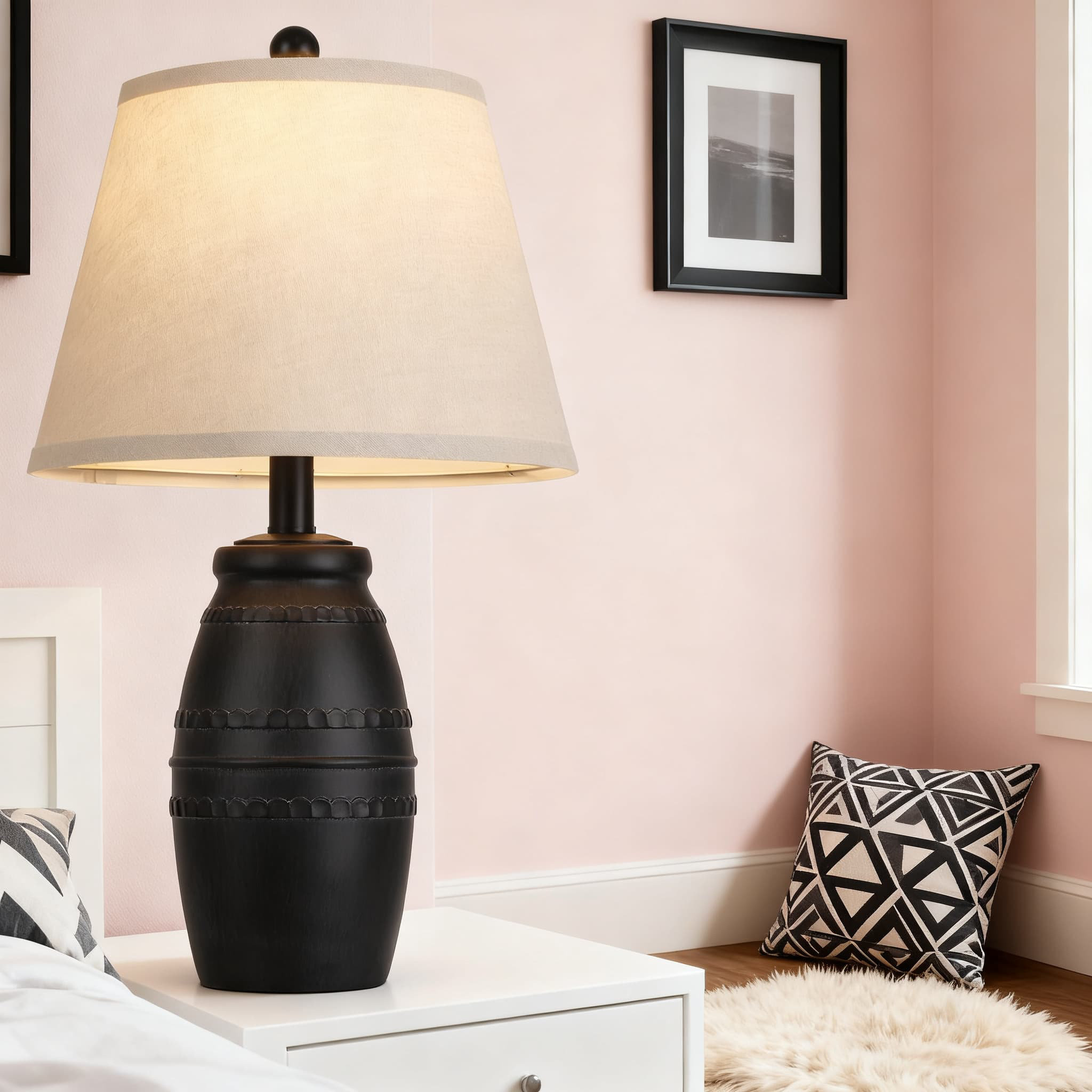 Latitude Run® Farmhouse Table Lamps Set Of 2, Vintage Rustic Nightstand ...