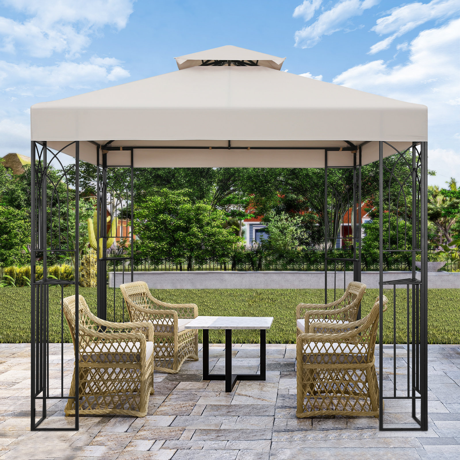 COOS BAY 8 Ft. W x 8 Ft. D Steel Patio Gazebo & Reviews | Wayfair