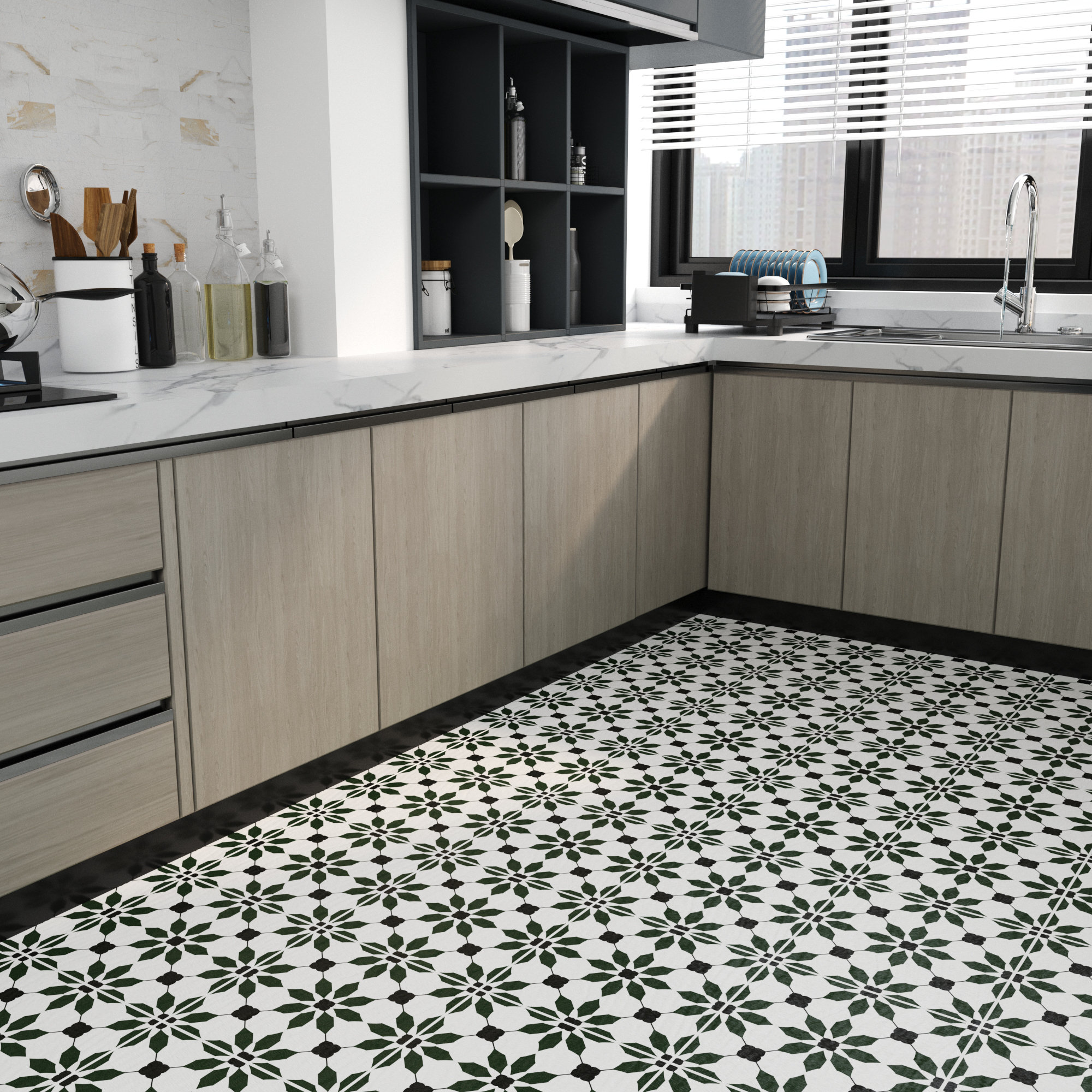 ilemong 12 In. X 120 In. Dark Green Peel & Stick Vinyl Backsplash Roll ...