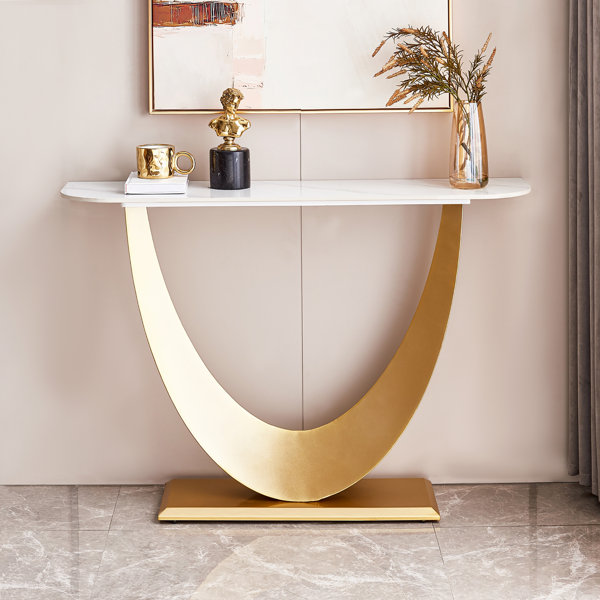 Mercer41 Console moderne, forme exquise, structure en métal avec patins ...