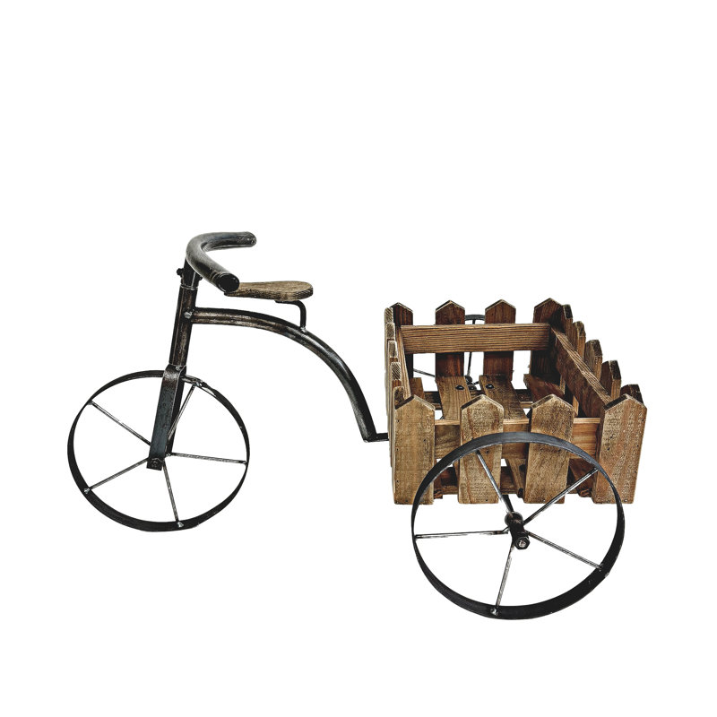 17 Stories Wood And Metal Tricycle Planter | Wayfair