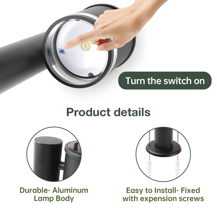 inowel Solar Outdoor Light Solar Pathway Light Wireless LED Tall Street ...