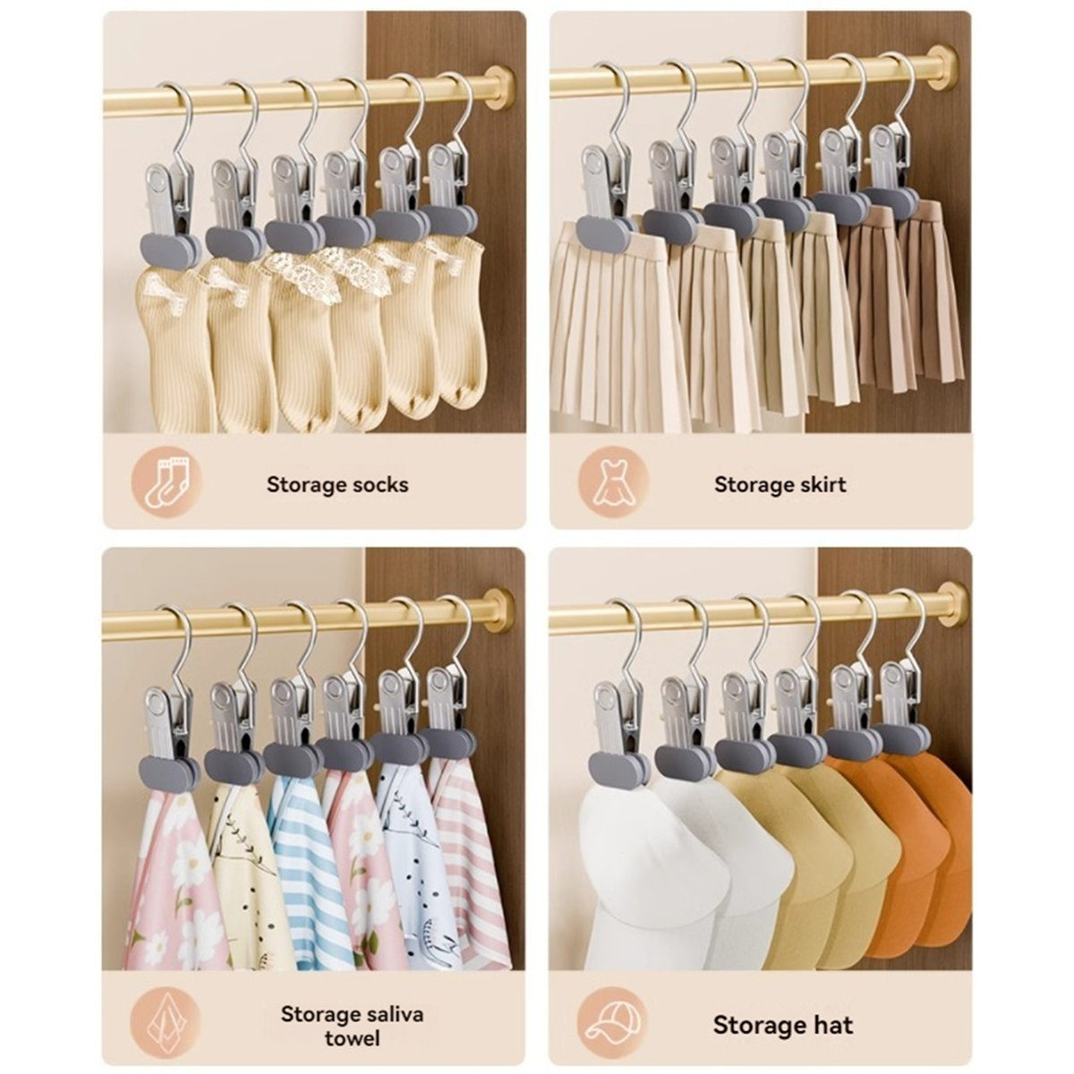 Rebrilliant Nyelle Metal Non-Slip Hangers With Clips | Wayfair