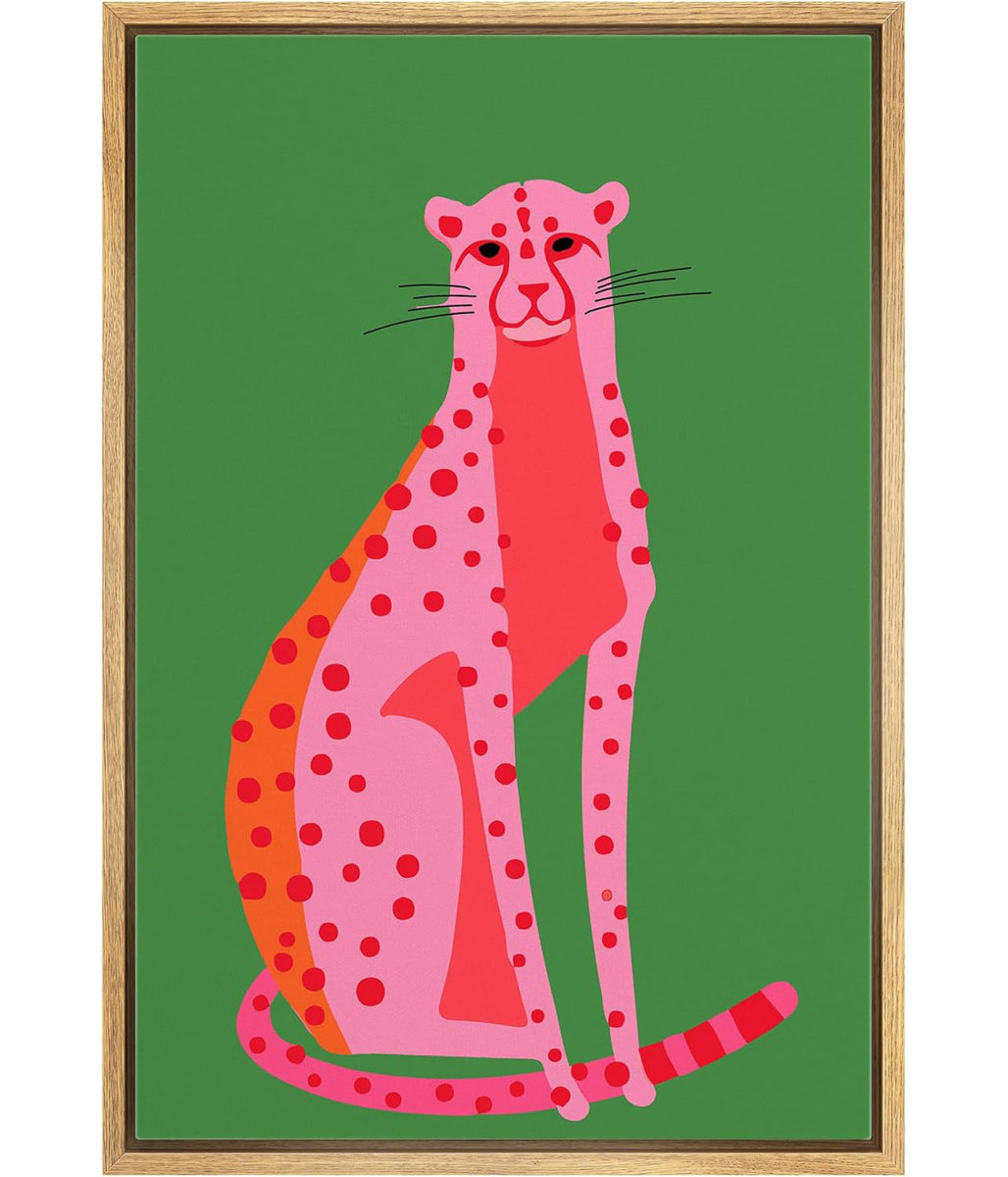 IDEA4WALL Bright Preppy Animals Hot Pink Cheetah Dot Cat Print Portrait ...