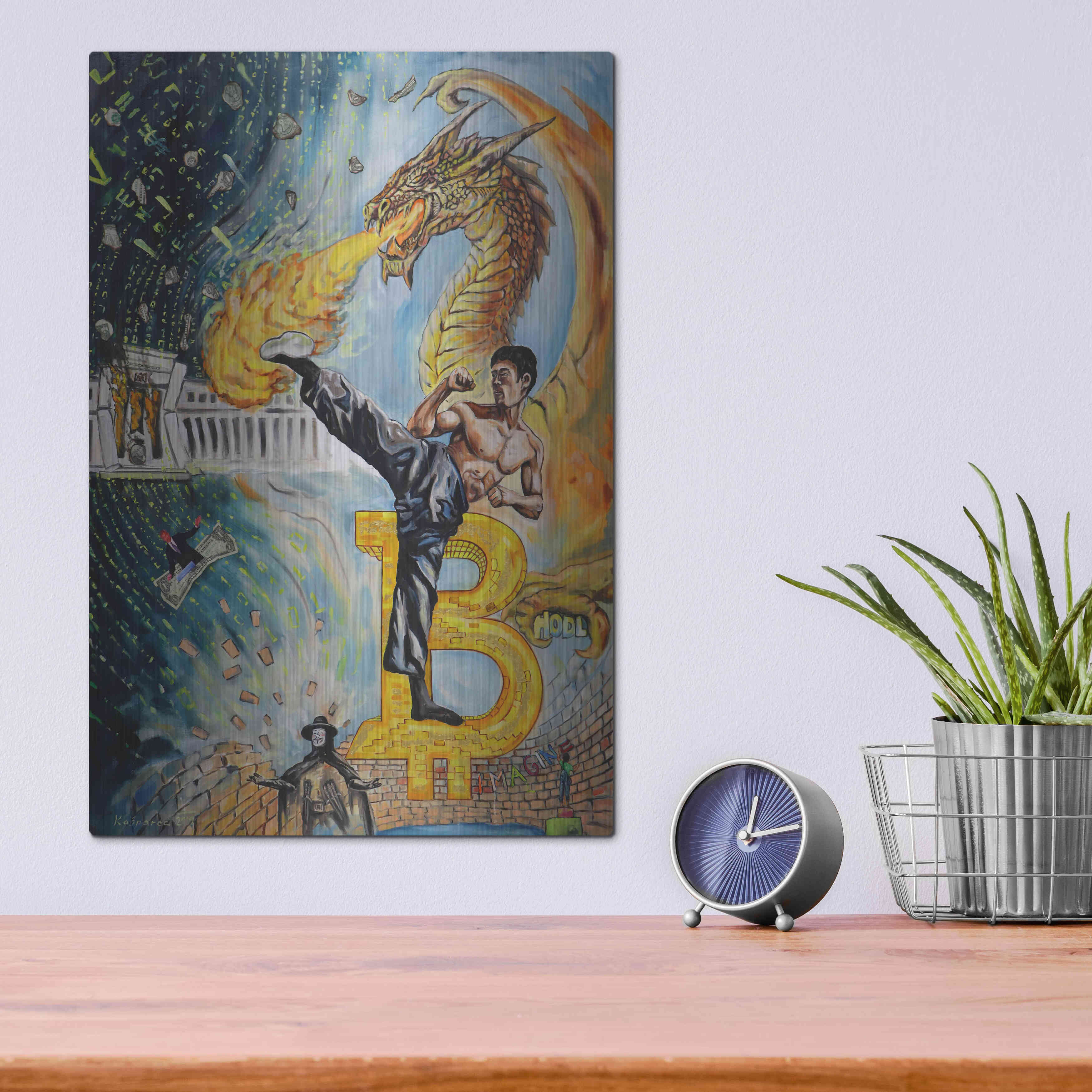 Trinx 'Bitcoin Bruce Lee' by Jan Kasparec, Metal Wall Art | Wayfair