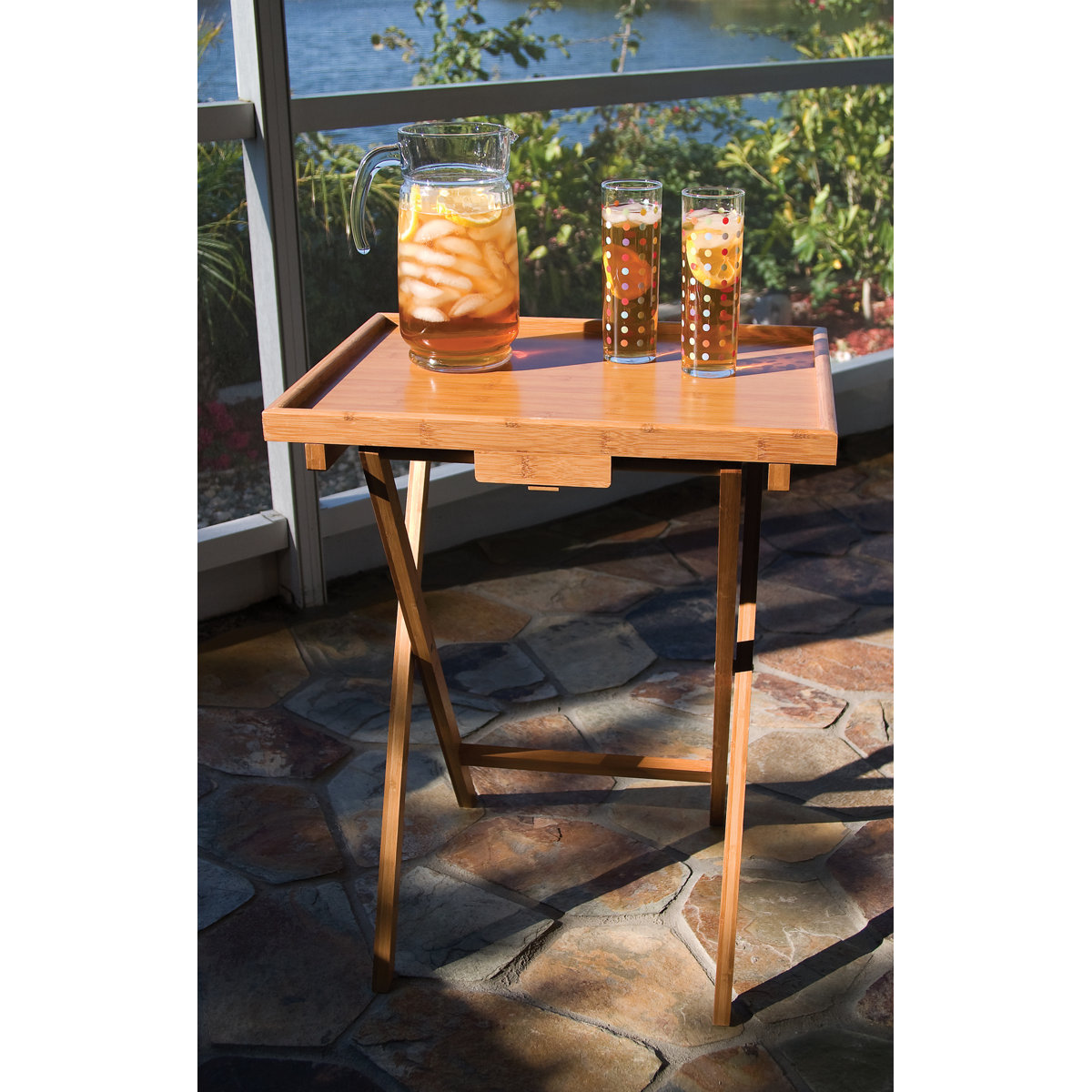 Lipper Bamboo Lipped Snack Tables, Set Of 2 | Wayfair