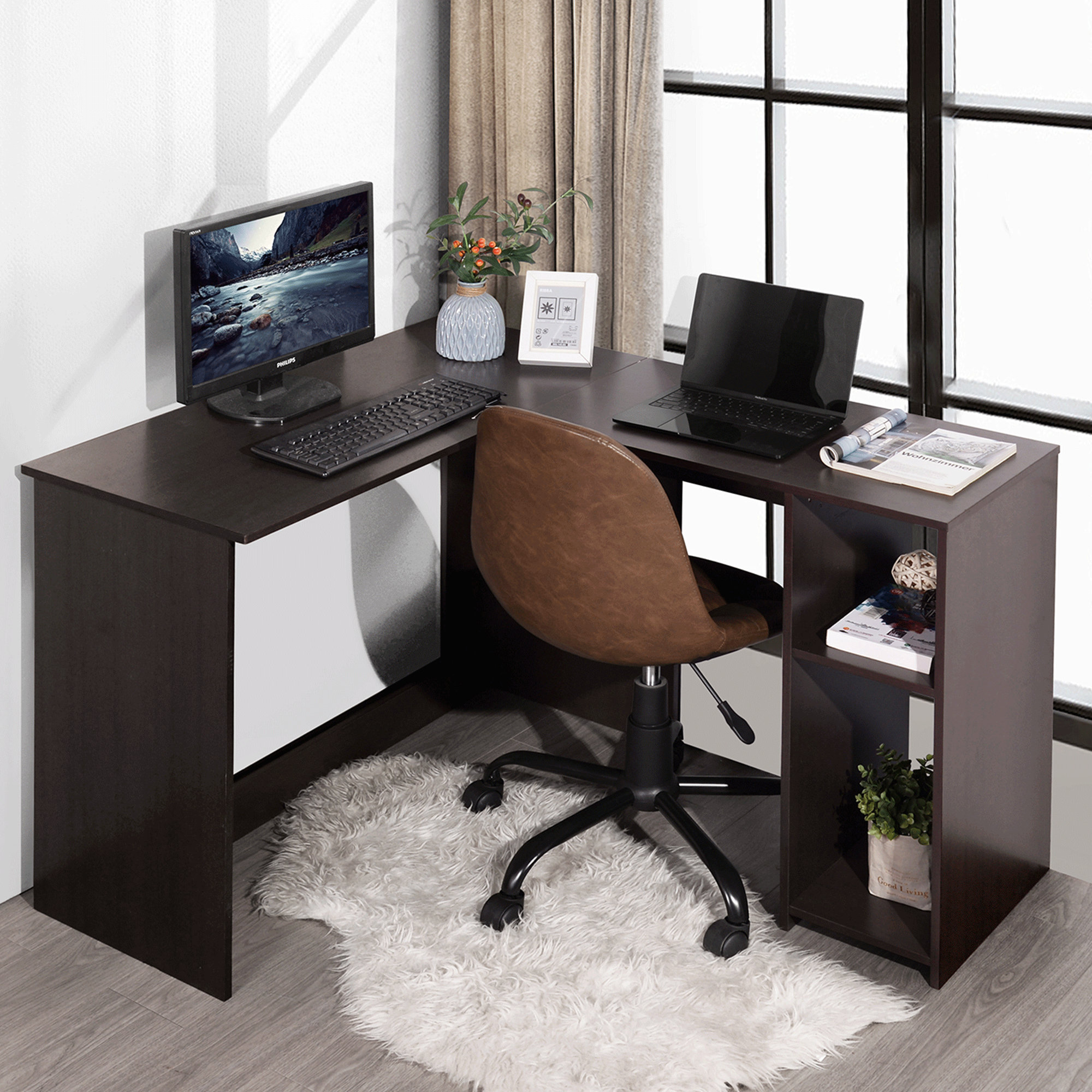 Latitude Run® Deep Angle L-Shaped Office Desk, Computer Desk - Wayfair ...