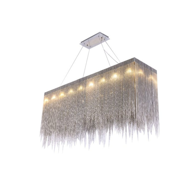 ALAN MIZRAHI LIGHTING 8 - Light Metal Chain Rectangle Chandelier ...