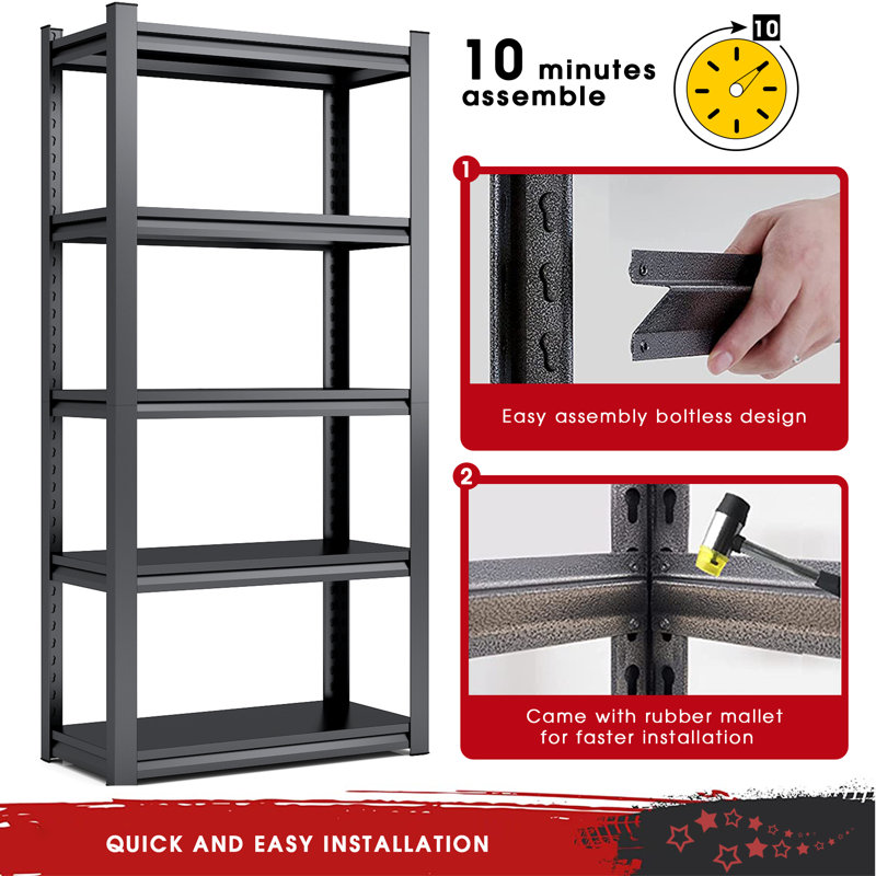 Rebrilliant Labryan 5-Tier Adjustable Metal Shelving Unit, Heavy Duty ...
