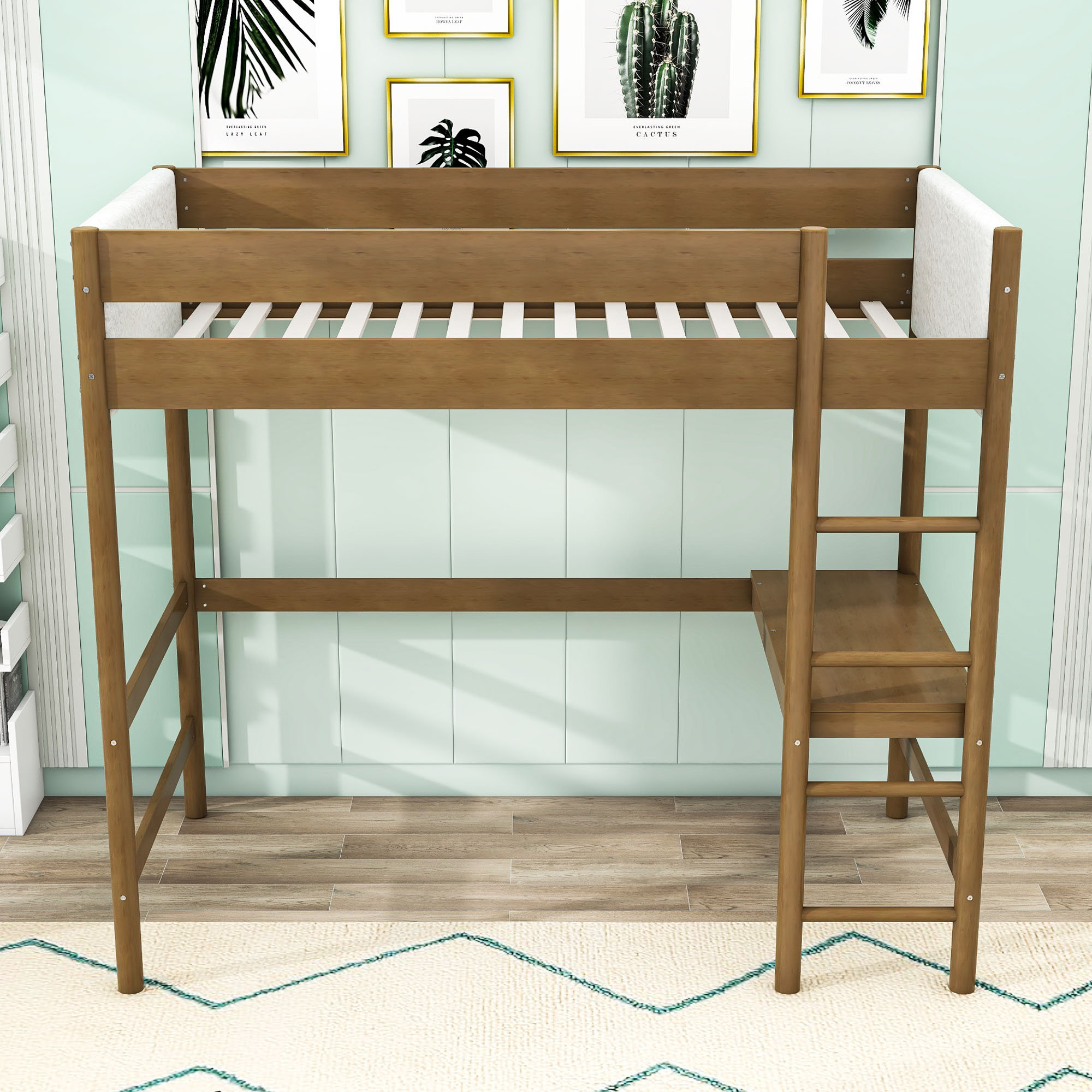 Isabelle & Max™ Twin Wood Loft Bed With Built-In Ladder, Desk And ...