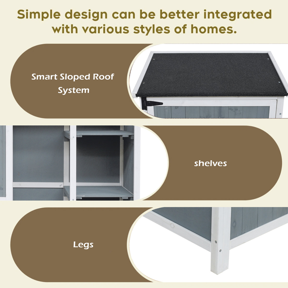 PhoebeHoliday 54" Two-Tone Storage Shed - Gray Design With Sloped Roof ...