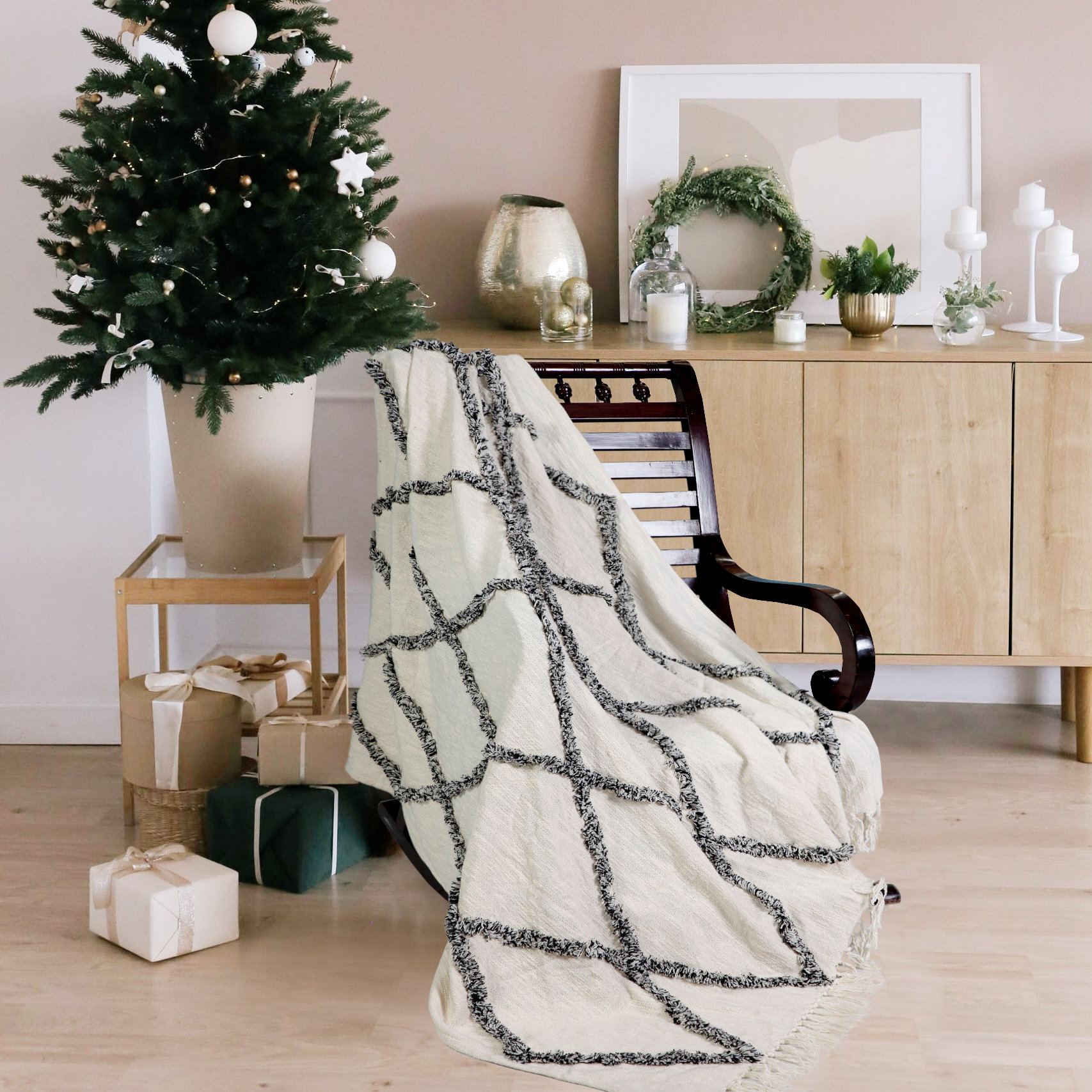 Rajani Home Crossed Diamond Hand woven Soft Cotton Throw Blanket ...