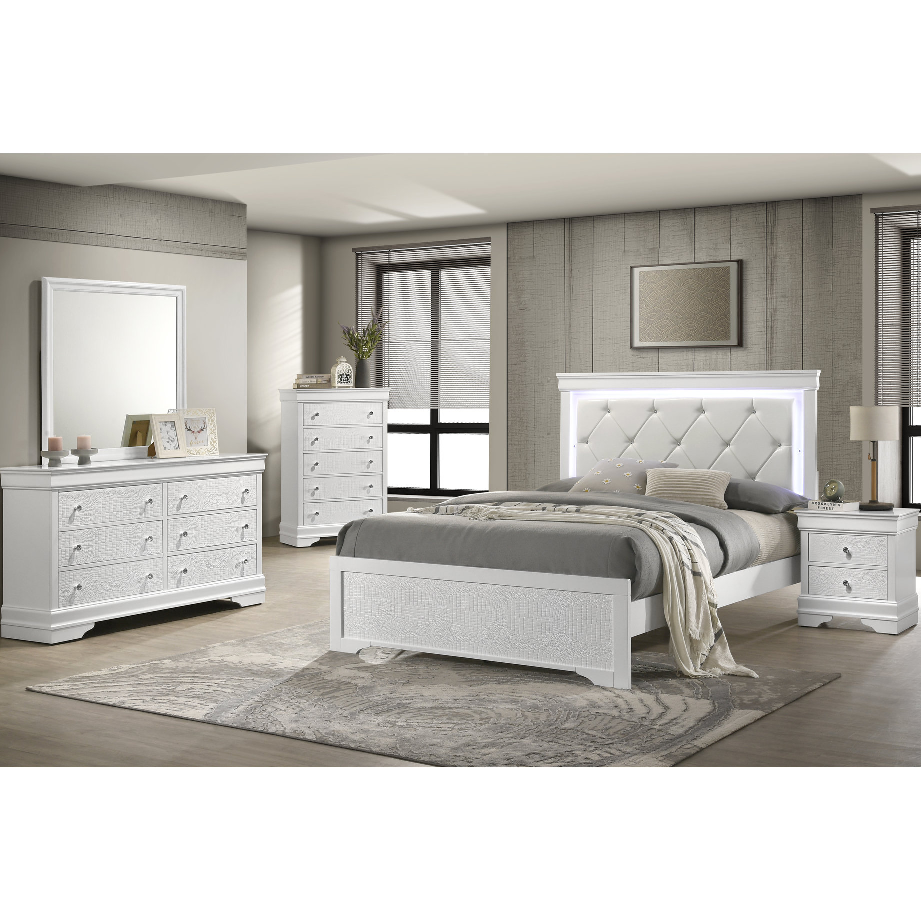 Brayden Studio Blaze Twin Bed, White, Modern Style, Led Headboard With ...