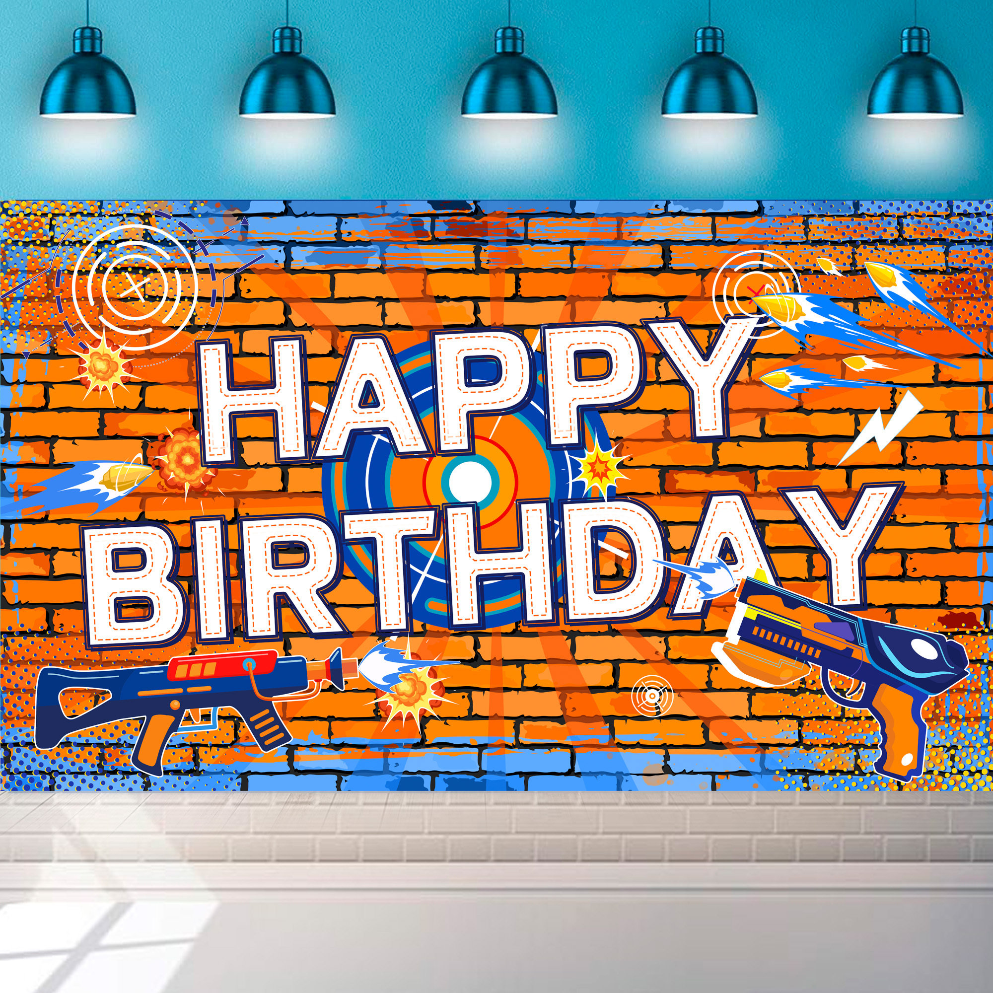 The Holiday Aisle® Dart Battle Birthday Party Backdrop, 71x43'' Dart ...