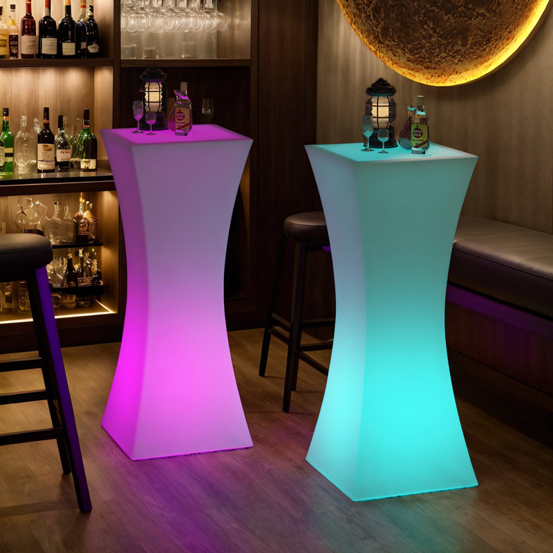 Wrought Studio™ Led Light Up Bar Table, 16 Rgb Colors Changing Light ...