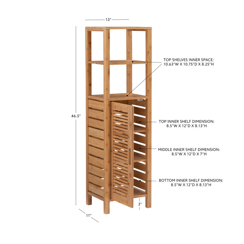 Dotted Line™ Ayden Solid Bamboo Wood 47" Tall Linen Cabinet & Reviews ...