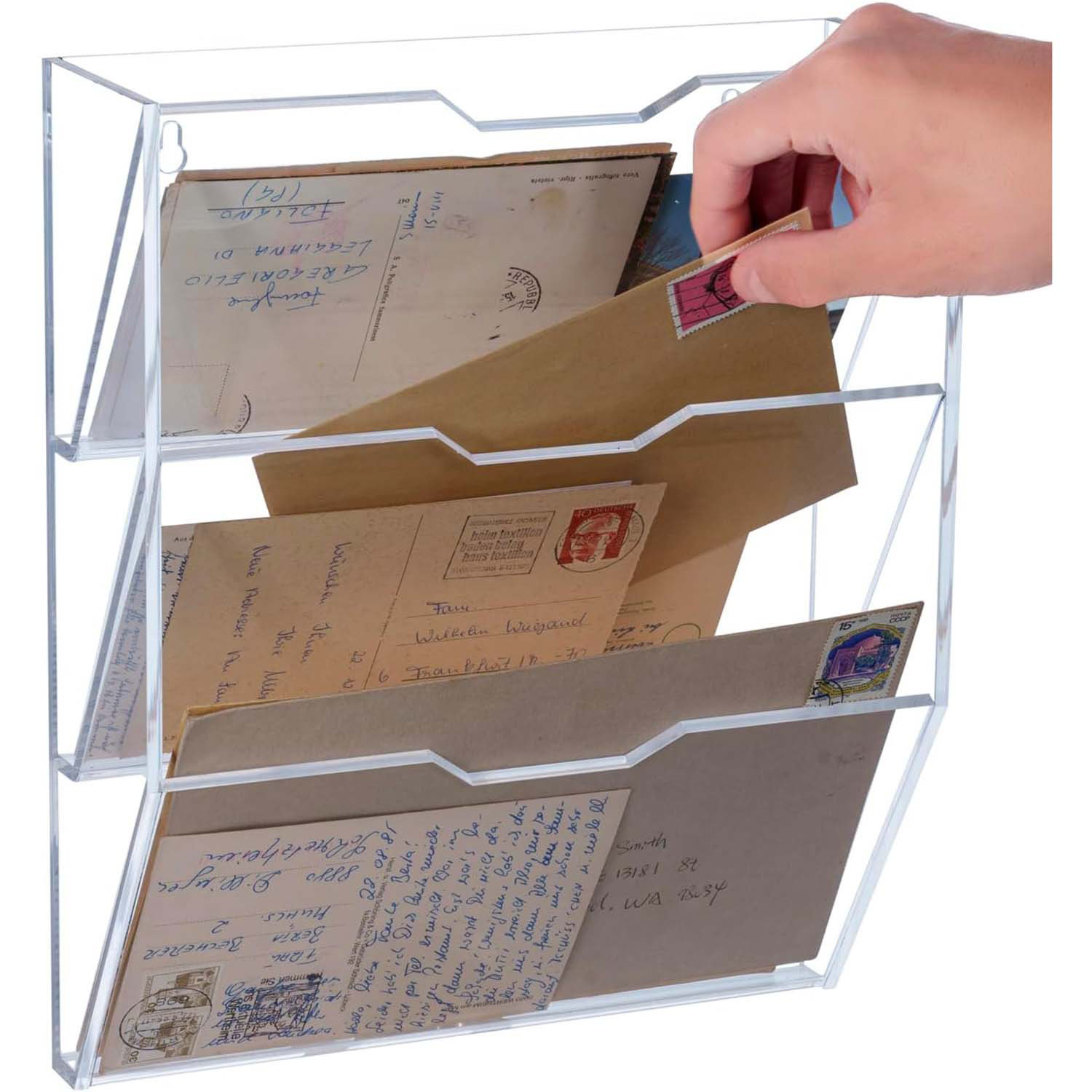 Ivy Bronx Premium Clear Acrylic Wall Mounted Letter Holder, Home ...