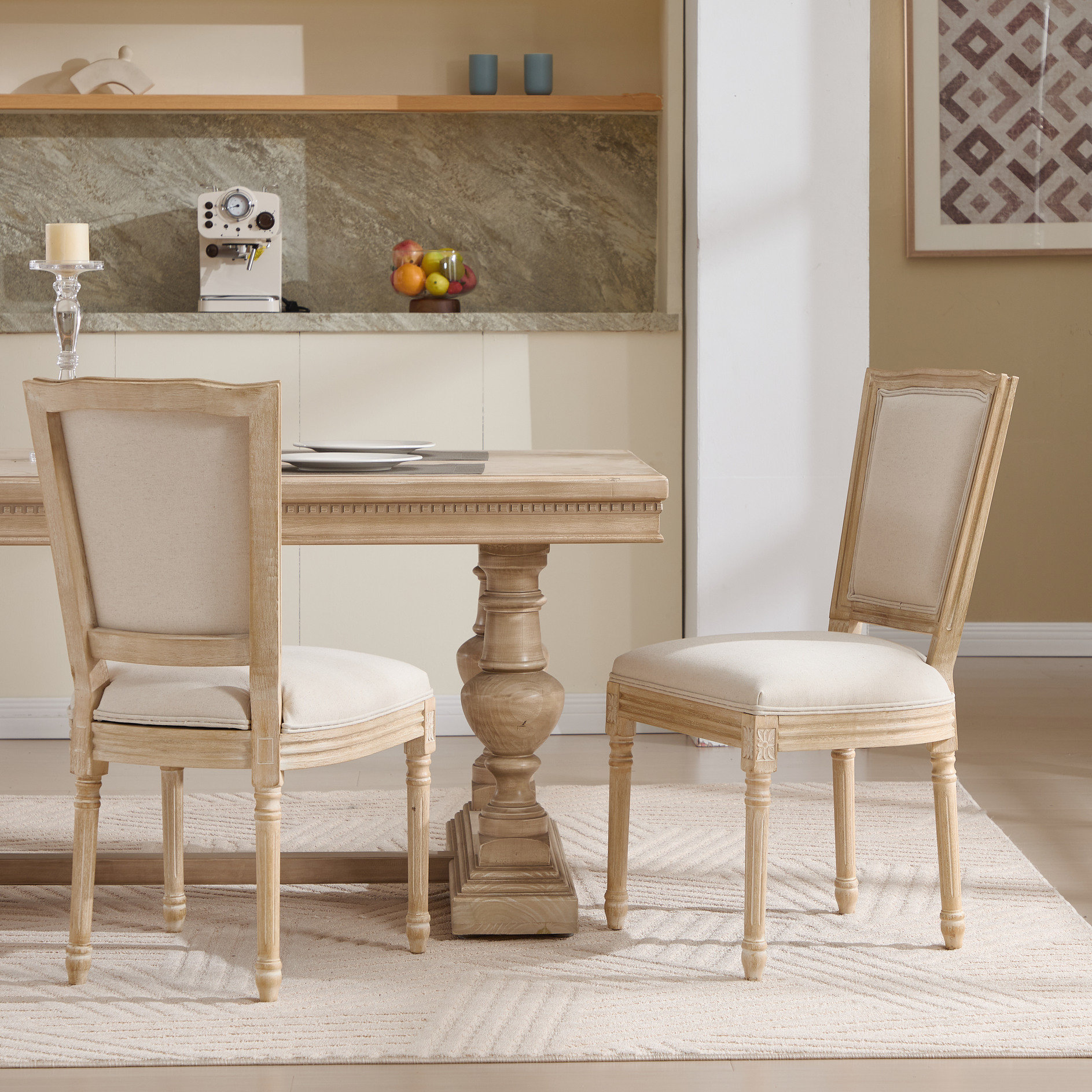 Red Barrel Studio Upholstered French Dining Chairs Of 2, Beige, High ...