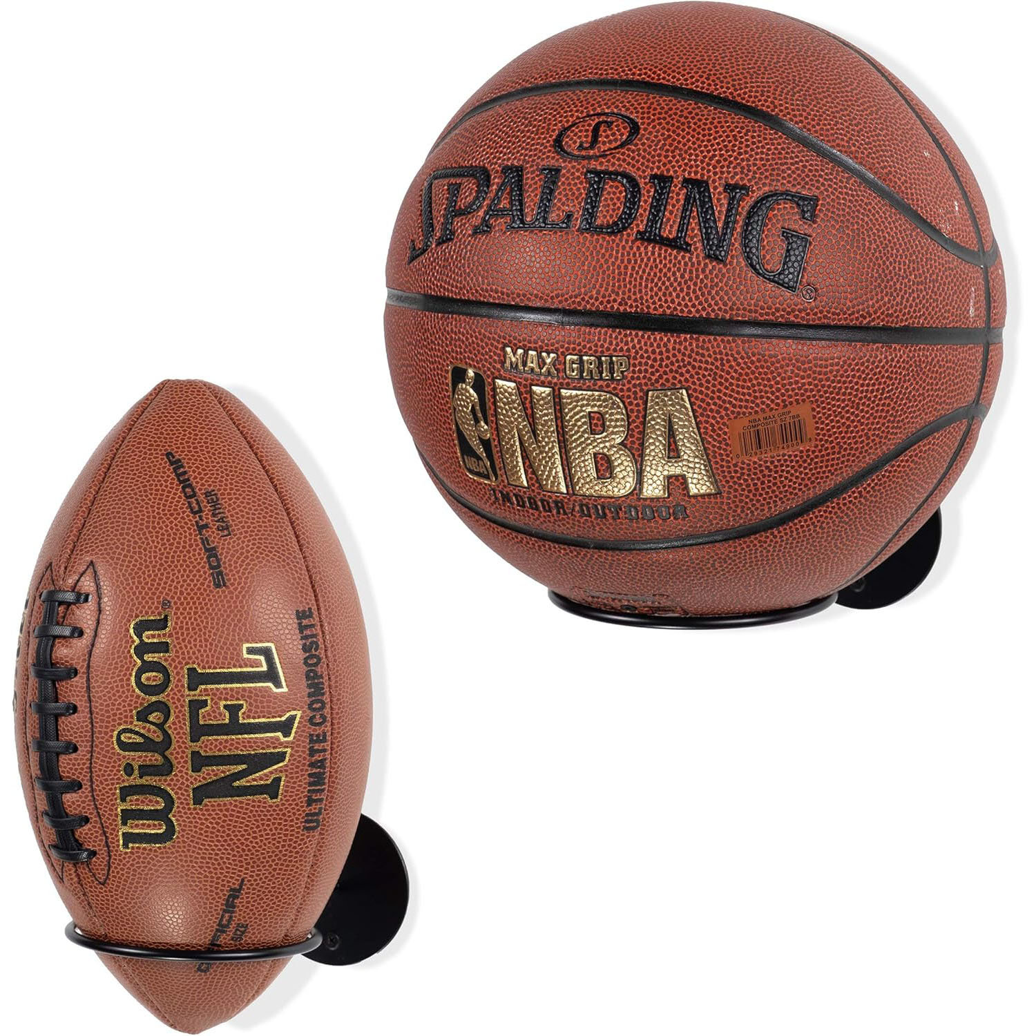 Ebern Designs Set of 2 Black Wall-Mounted Ball Storage Racks - Sports ...