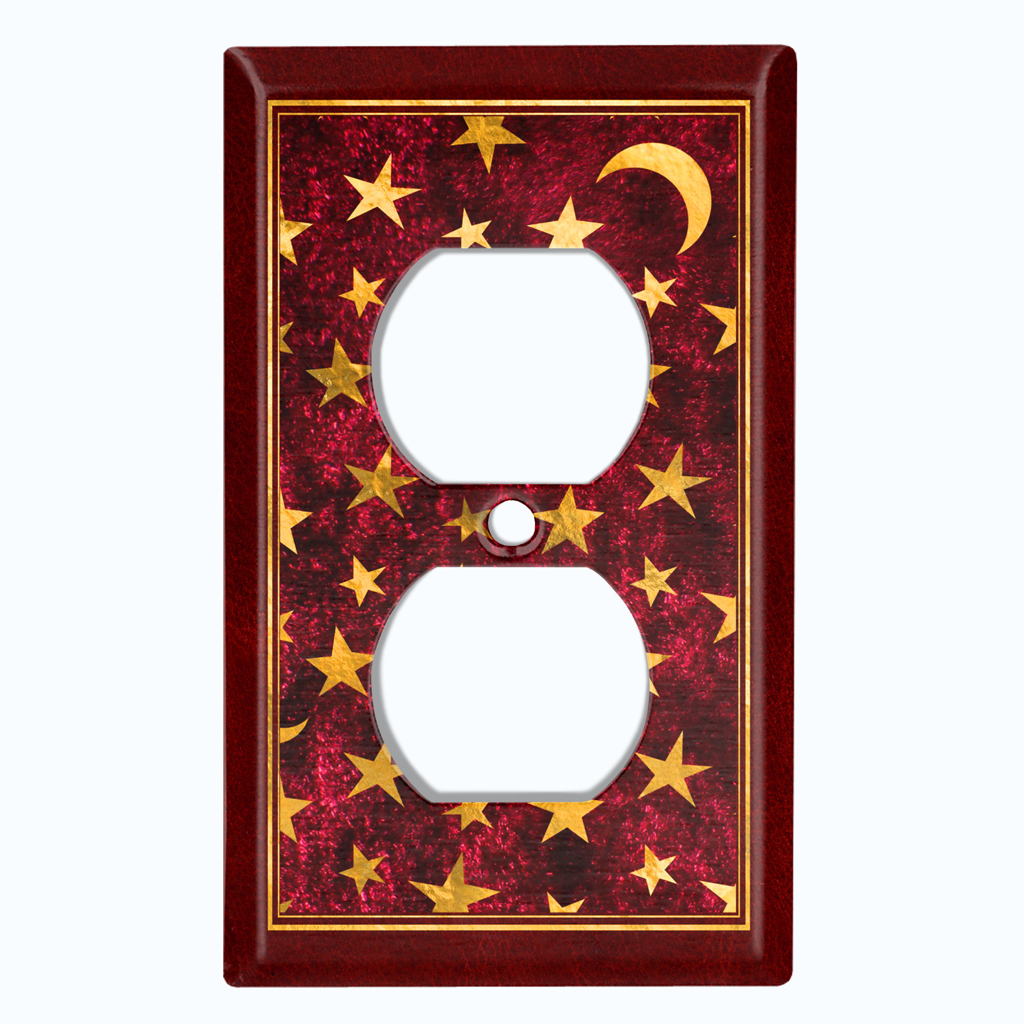 WorldAcc Night Star Moon Red Frame 2-Gang Toggle Light Switch Wall ...