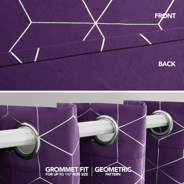 Deconovo Silver Diamond Pattern Curtain Pair | Wayfair