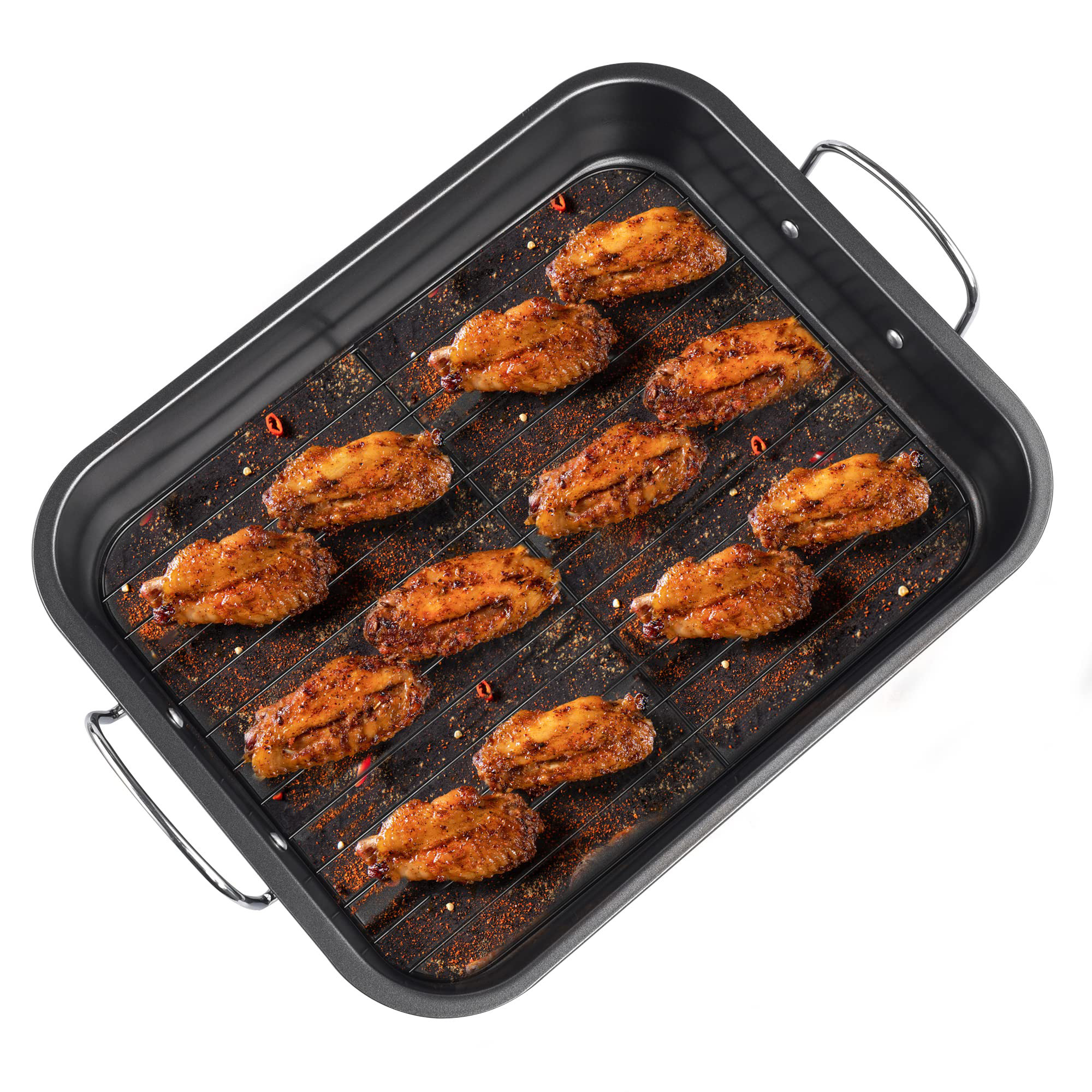 ColorLife Nonstick Roasting Pan With Rack, Rectangular Roaster Set For ...