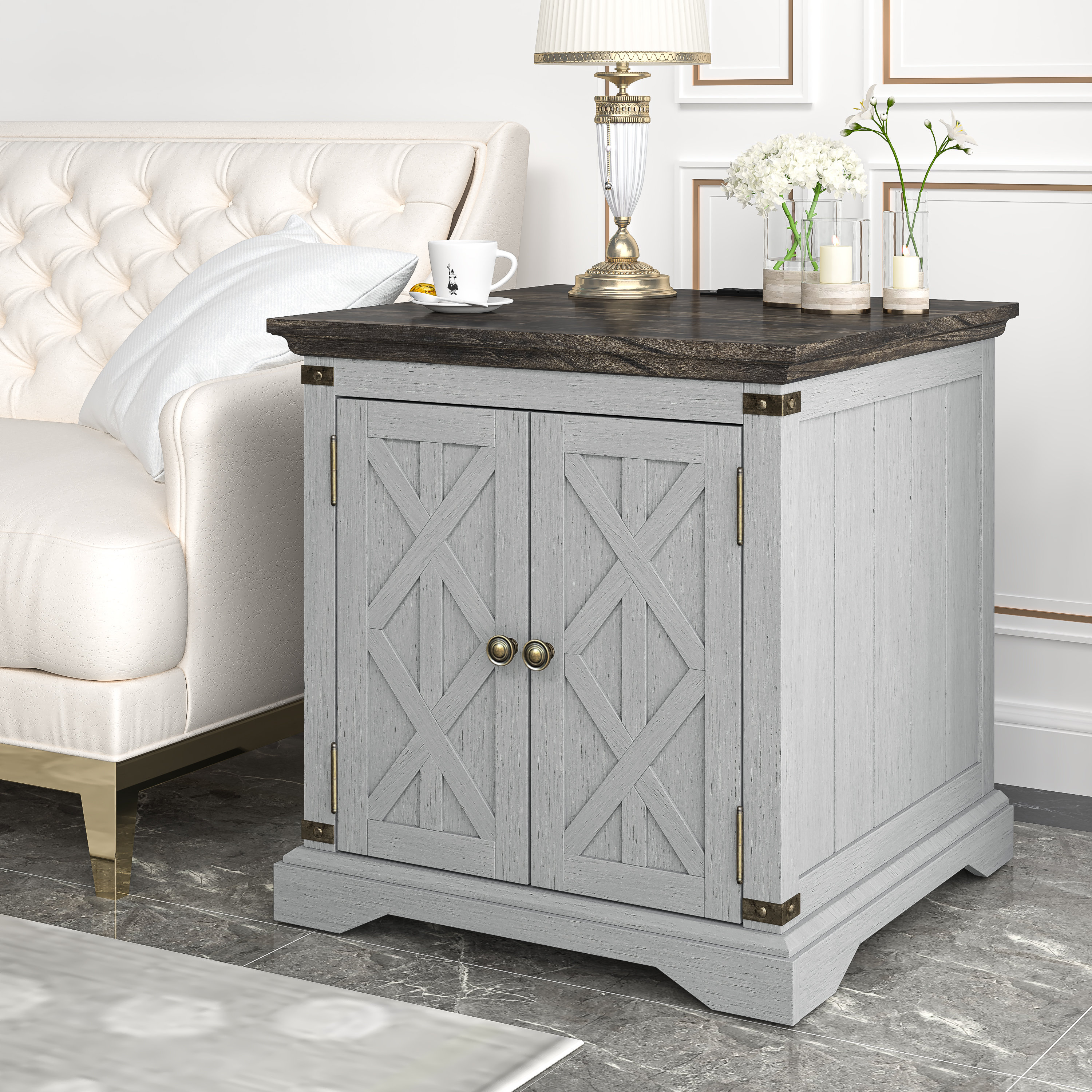 Gracie Oaks Taejuan End Table with Storage and Built-In Outlets ...