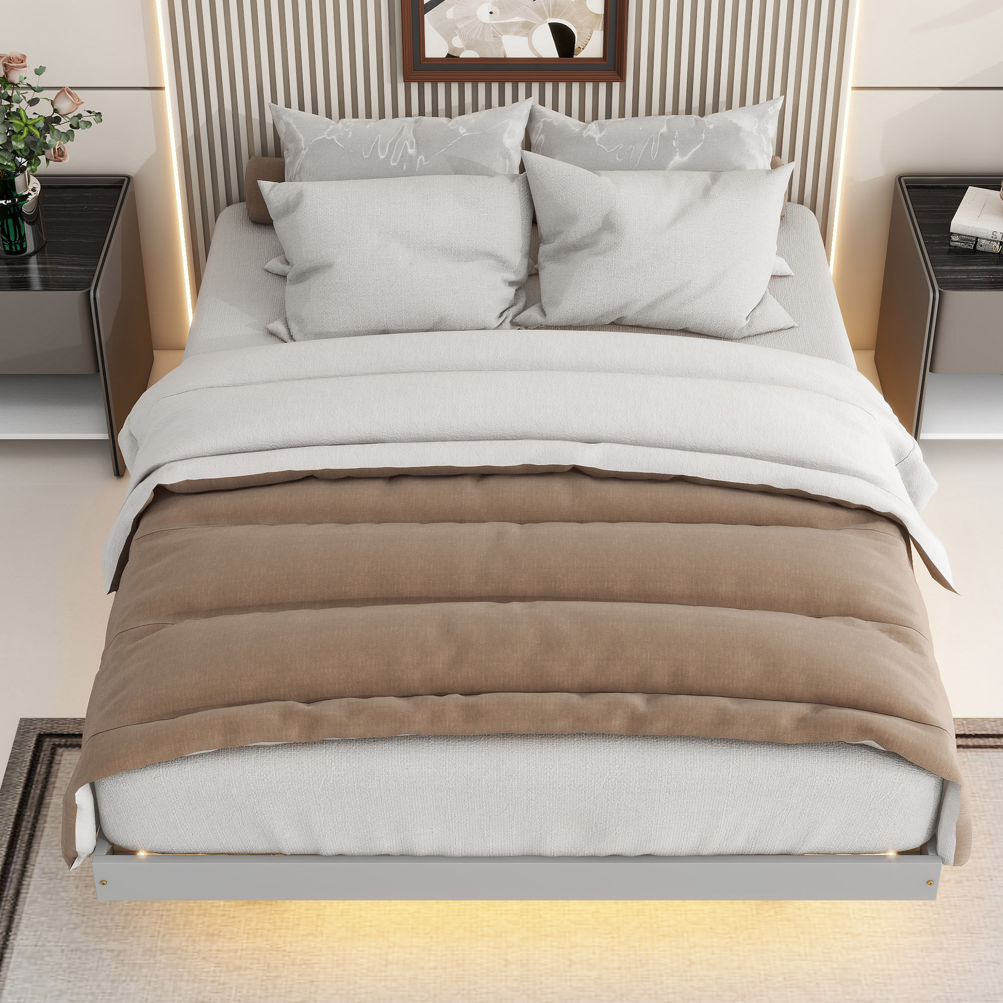 Wrought Studio Floating Bed With LED Lights Underneath - Wayfair Canada