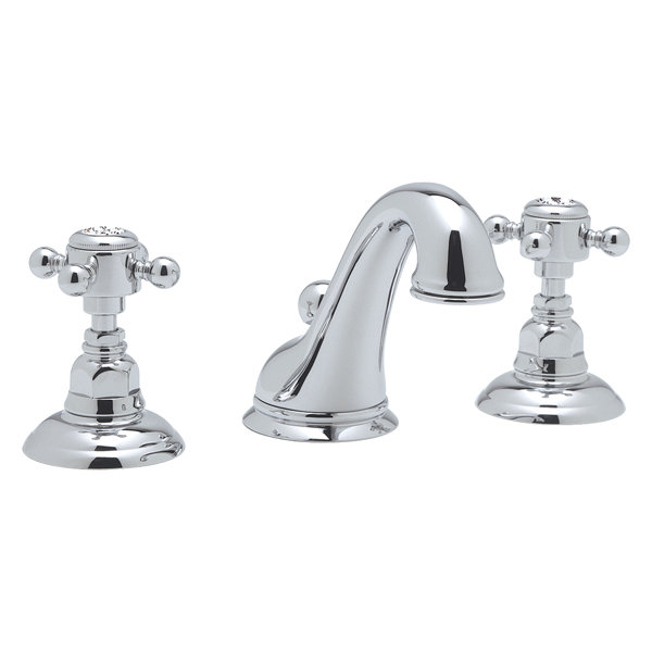 Rohl Viaggio® C-Spout Widespread Lavatory Faucet with Crystal Cross ...