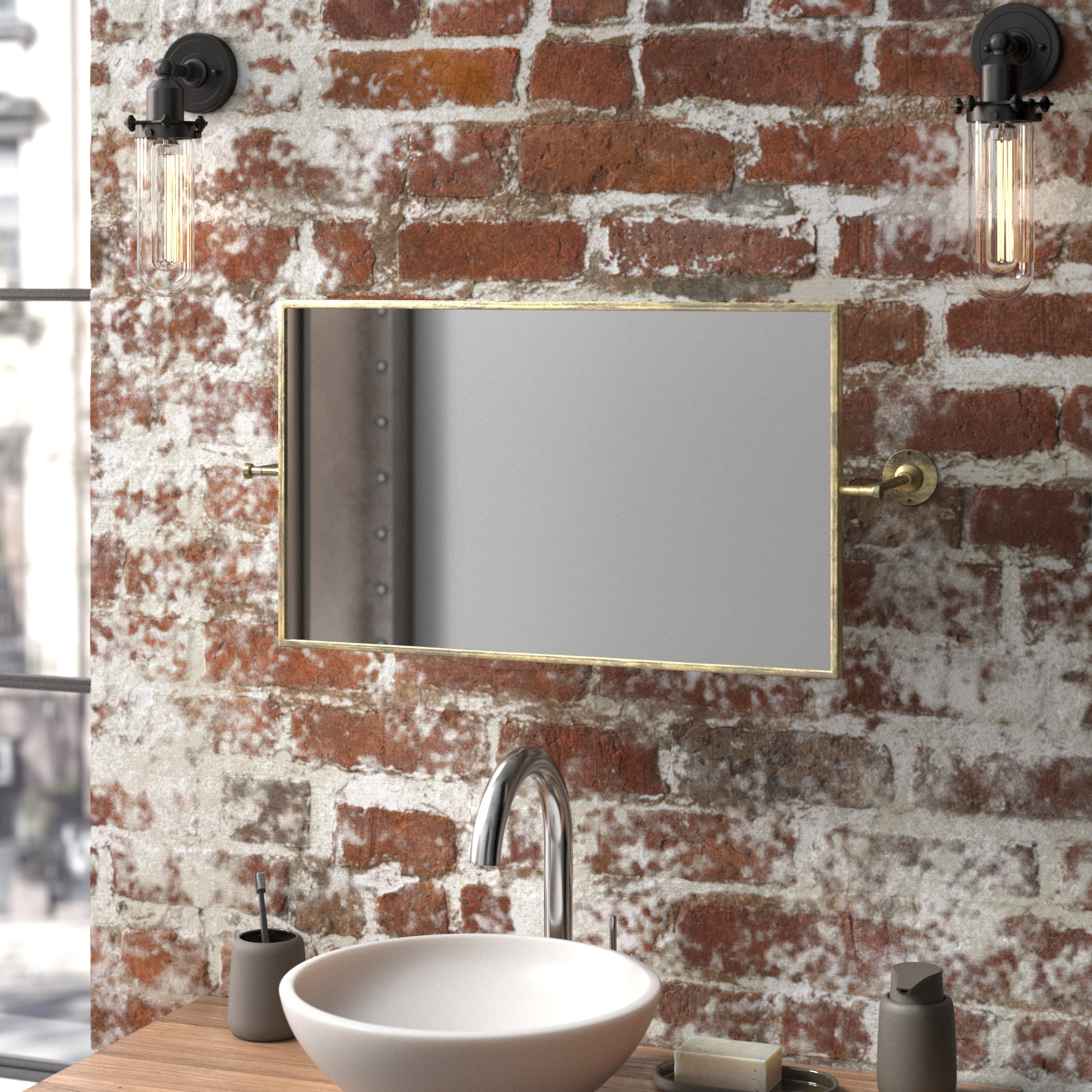 Steelside™ Friedman Antique Metal Framed Rectangle Wall Mirror ...