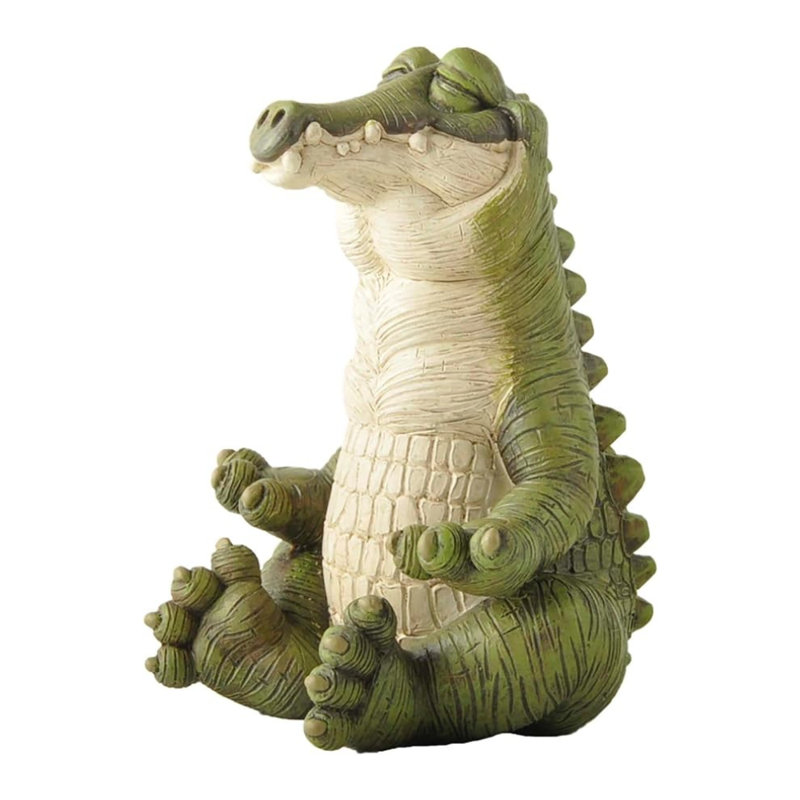 Trinx Whimsical Alligator Buddha Garden Statue - Hilarious Decor | Wayfair