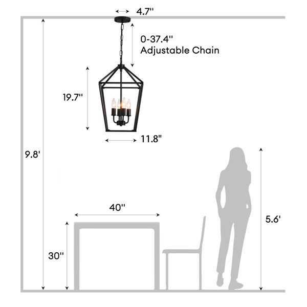 Gracie Oaks Azteca 4 - Light Dimmable Lantern Geometric Chandelier ...