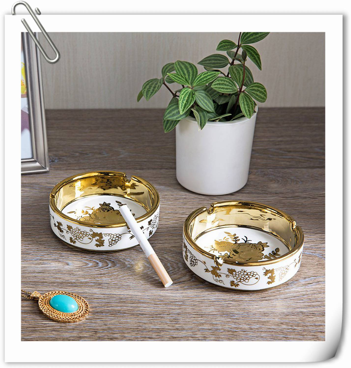 Rephen Ceramic Titanium Plating Tabletop Ashtray,Cigarette Ashtray For ...