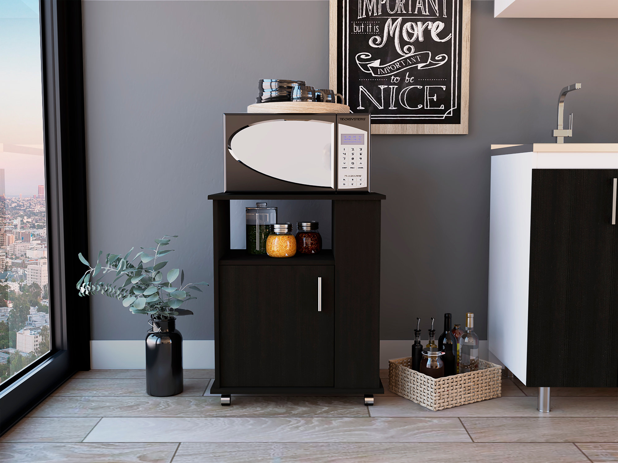 Latitude Run® Microwave Cabinet, Single Door, Three Side Shelves - Wayfair Canada